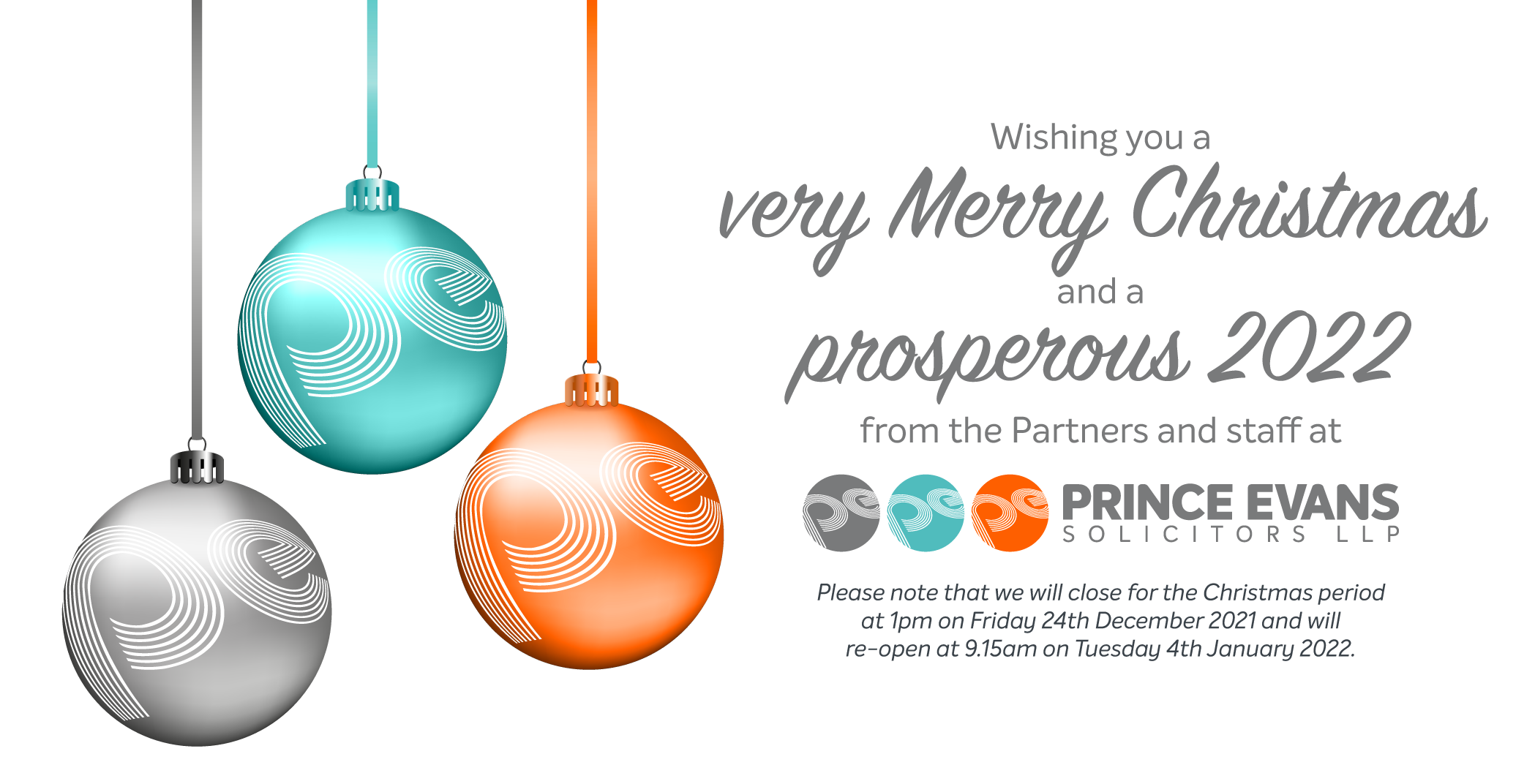 Christmas Opening Hours - Prince Evans Solicitors LLP